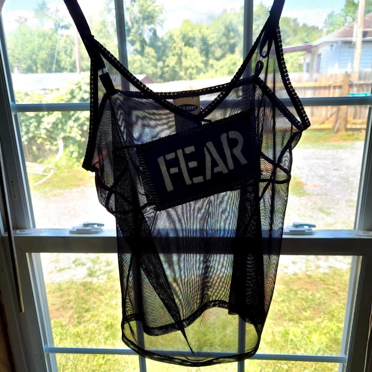 DIY PUNK FEAR Patch Black Mesh Camisole 🖤 Sz XS So... - Depop