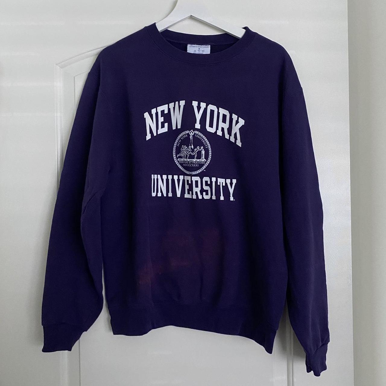 Purple Oversized NYU Sweatshirt | Size M | Pink... - Depop