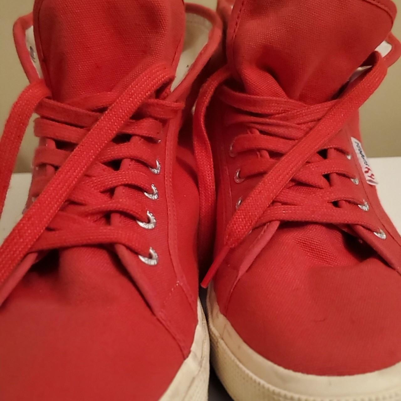 SUPERGA RED CANVAS HIGHTOP SNEAKERS USED 3x and IN... - Depop