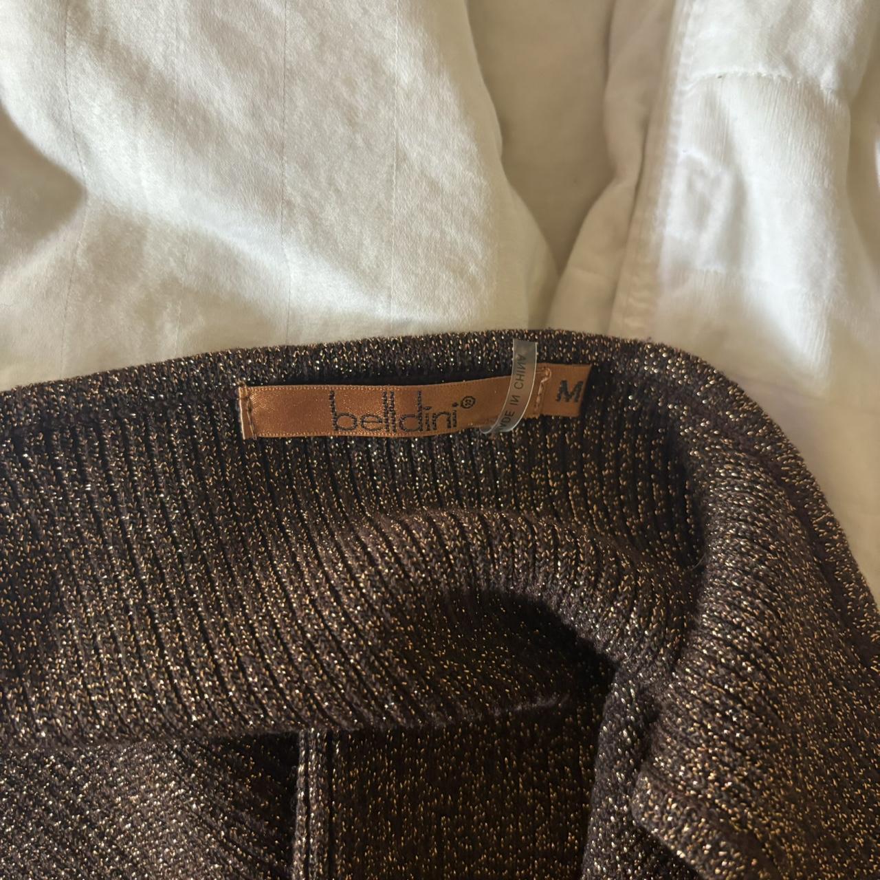 Basic Y2K early 2000s brown/gold metallic square... - Depop