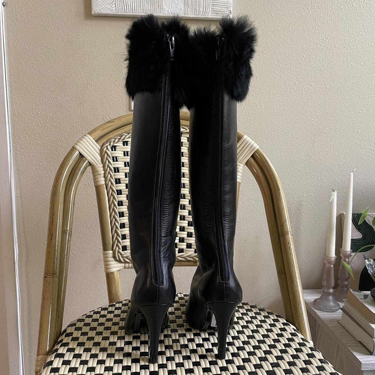 Valerie Stevens black leather knee high boots with... - Depop
