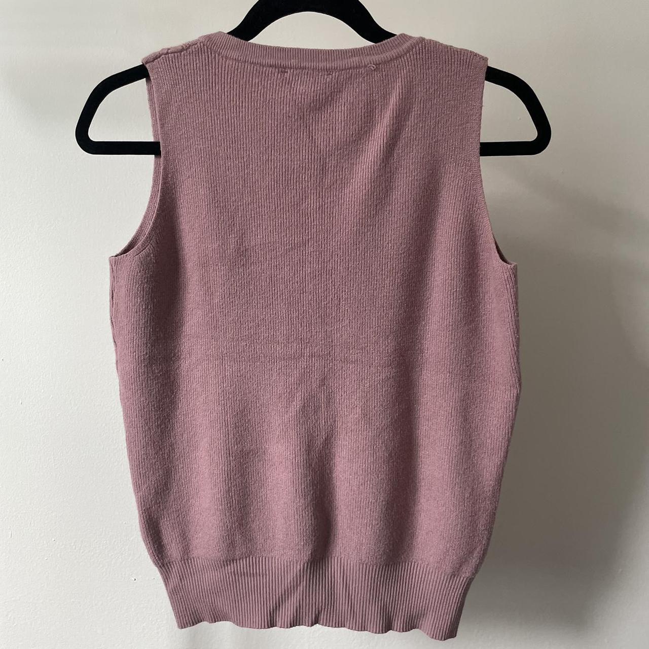 Dusty rose knit sweater vest. Size: L Cozy and soft... - Depop