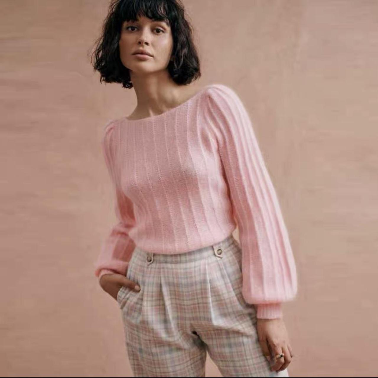 sezane pink sweater size small Never worn once - Depop