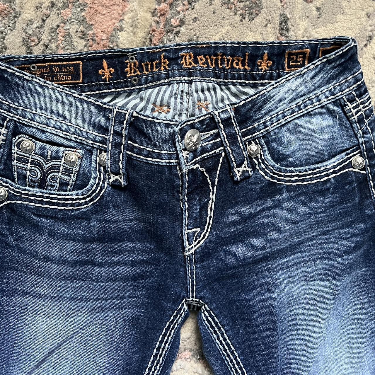 Rock Revival Jeans : waist 25” size 0-2 distressed... - Depop