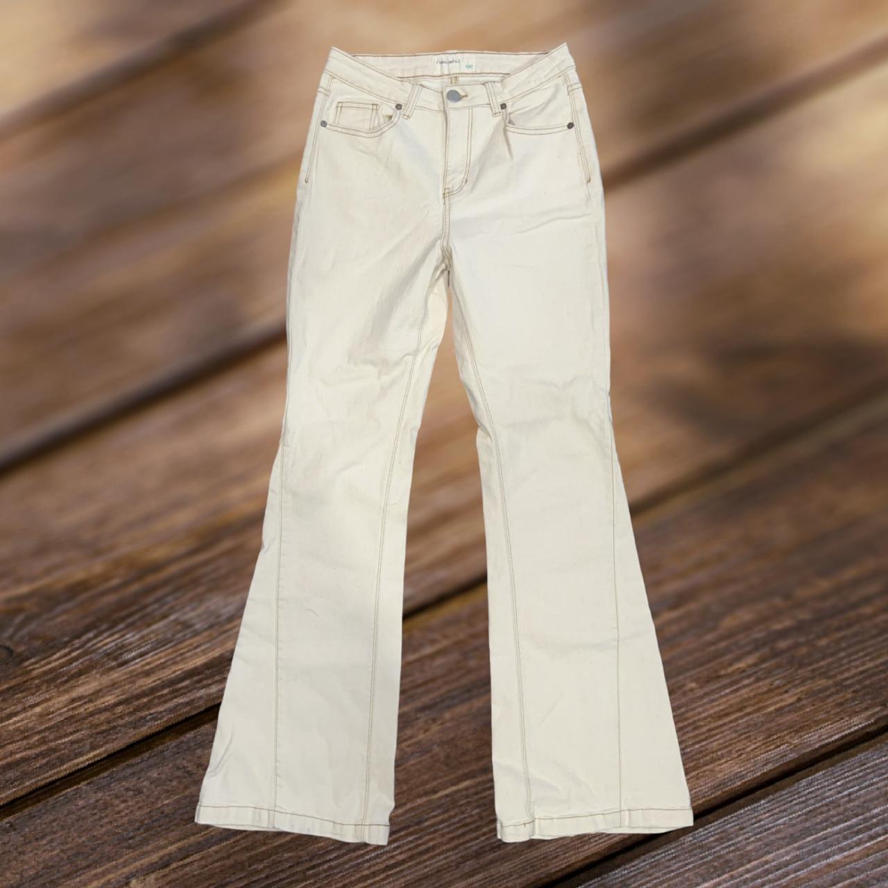 Flared cream color jeans Size 7 #bellbottom #flared... - Depop