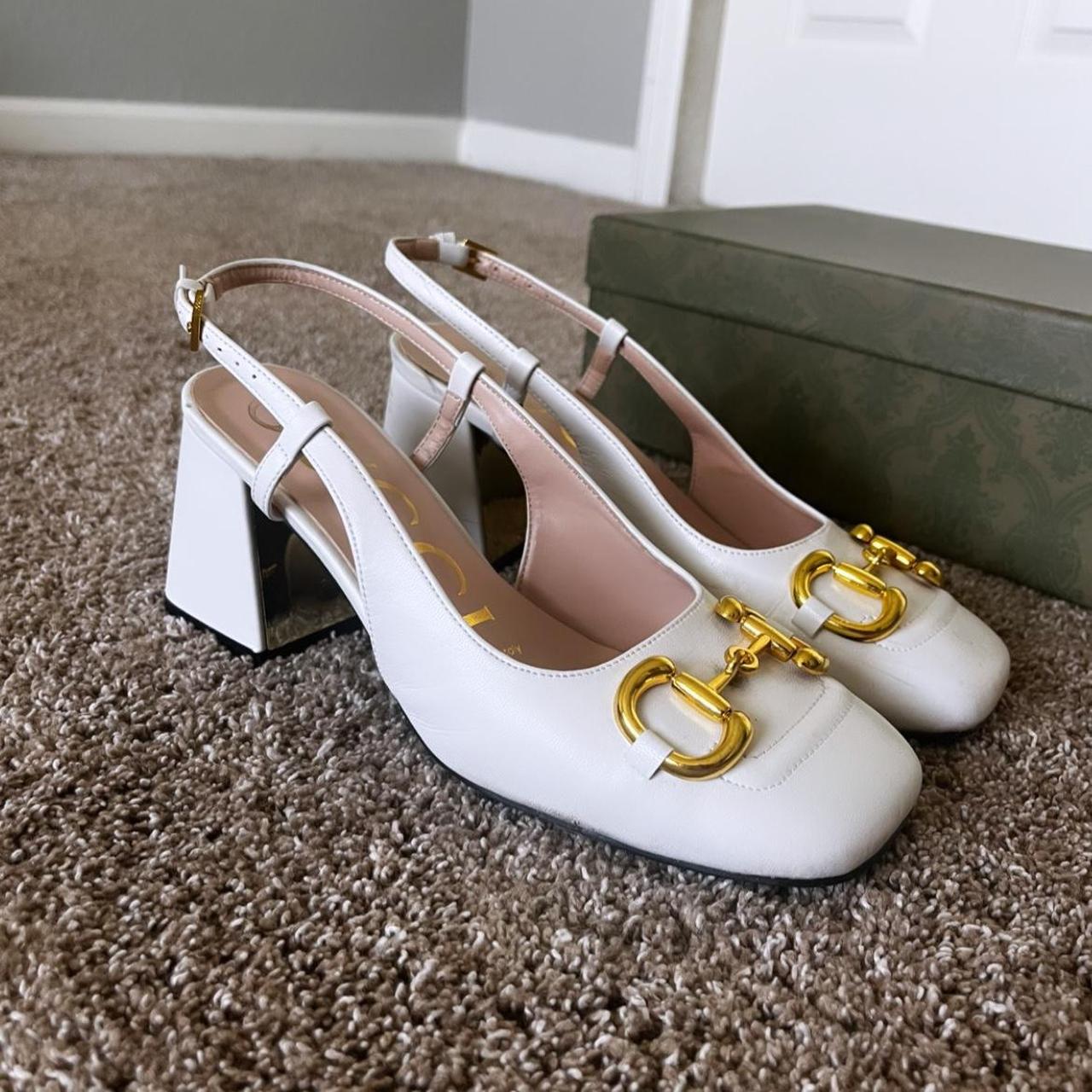 the most adorable classic white gucci heels... - Depop