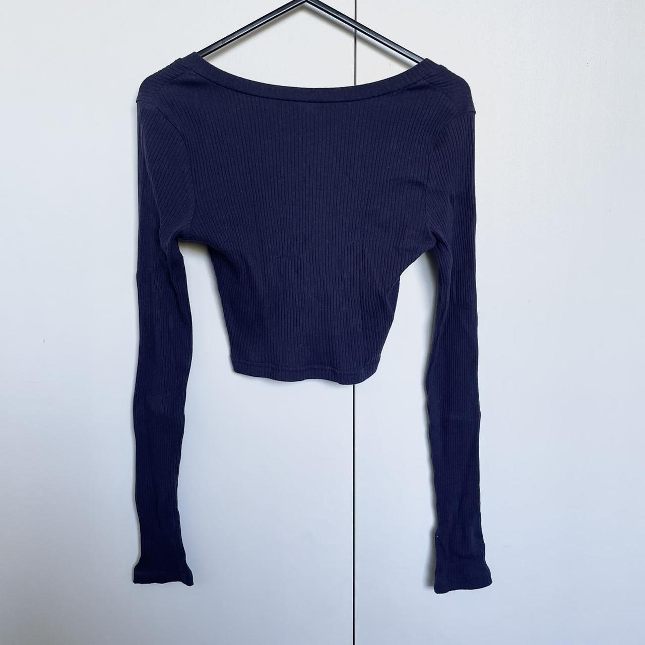 v-neck navy cropped top 💙 literally the cutest long... - Depop