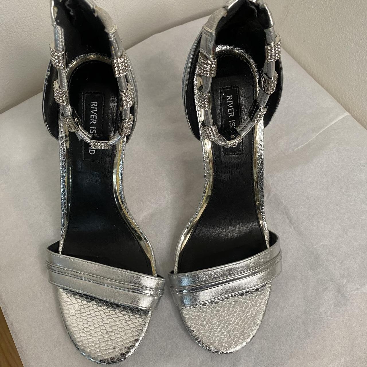 River Island Silver Heels With Diamondty Ankle Depop