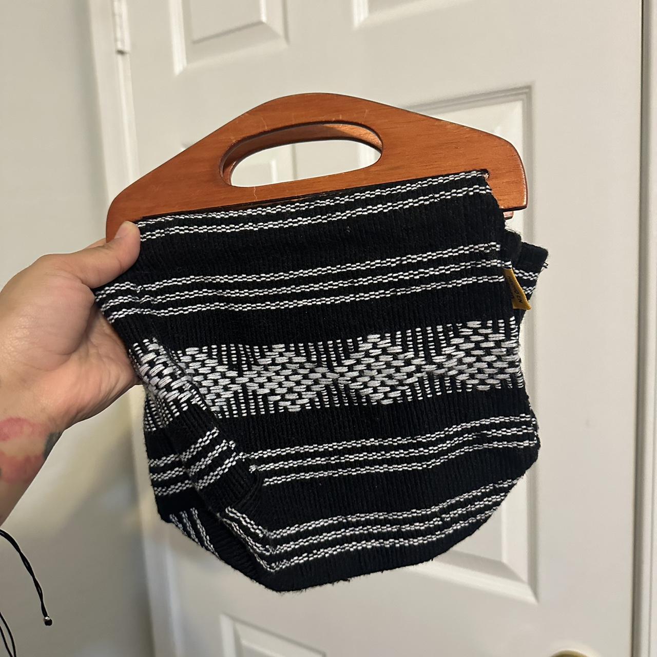 Small fabric purse clutch made in Mexico wooden... - Depop