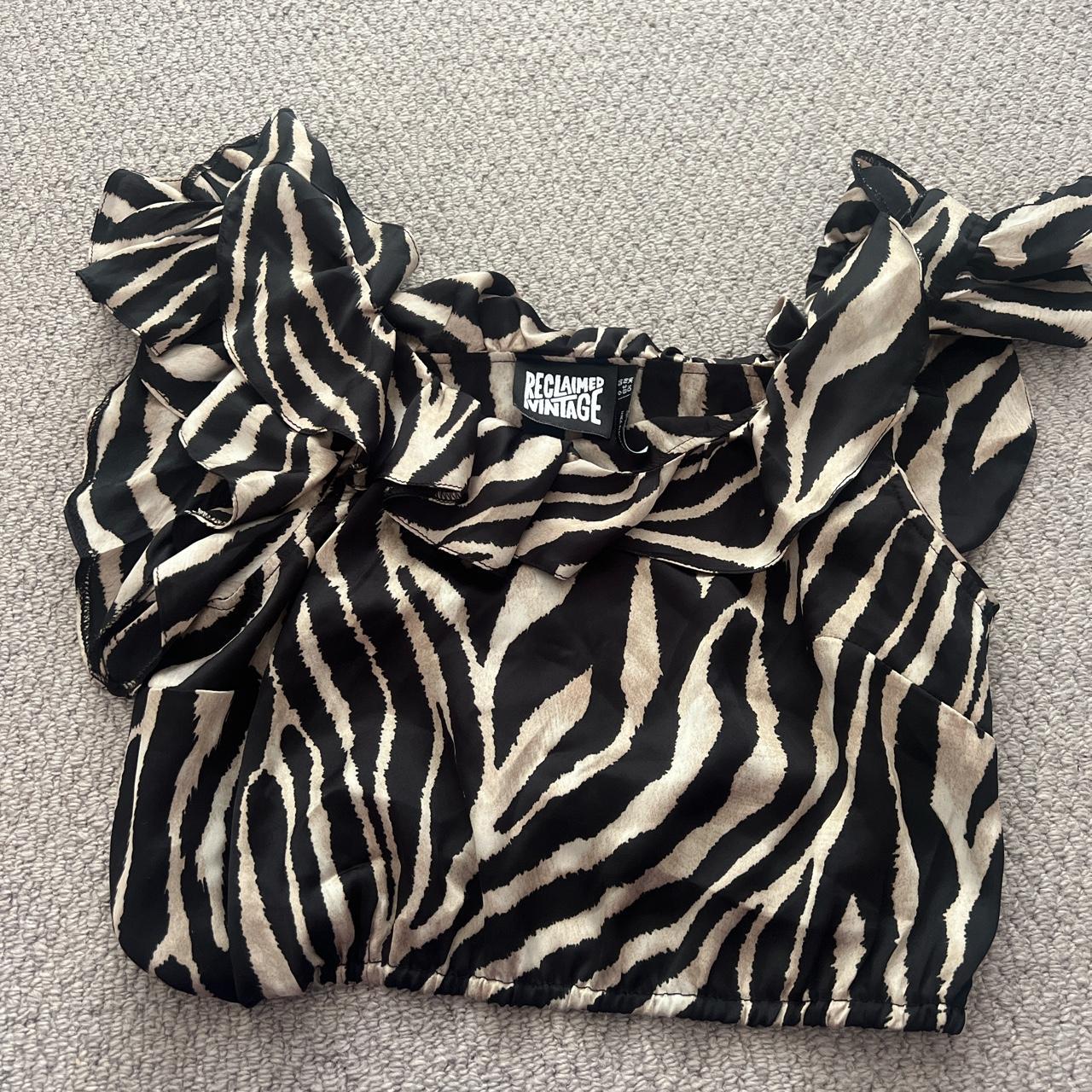 Reclaimed vintage animal print crop top size 10... - Depop