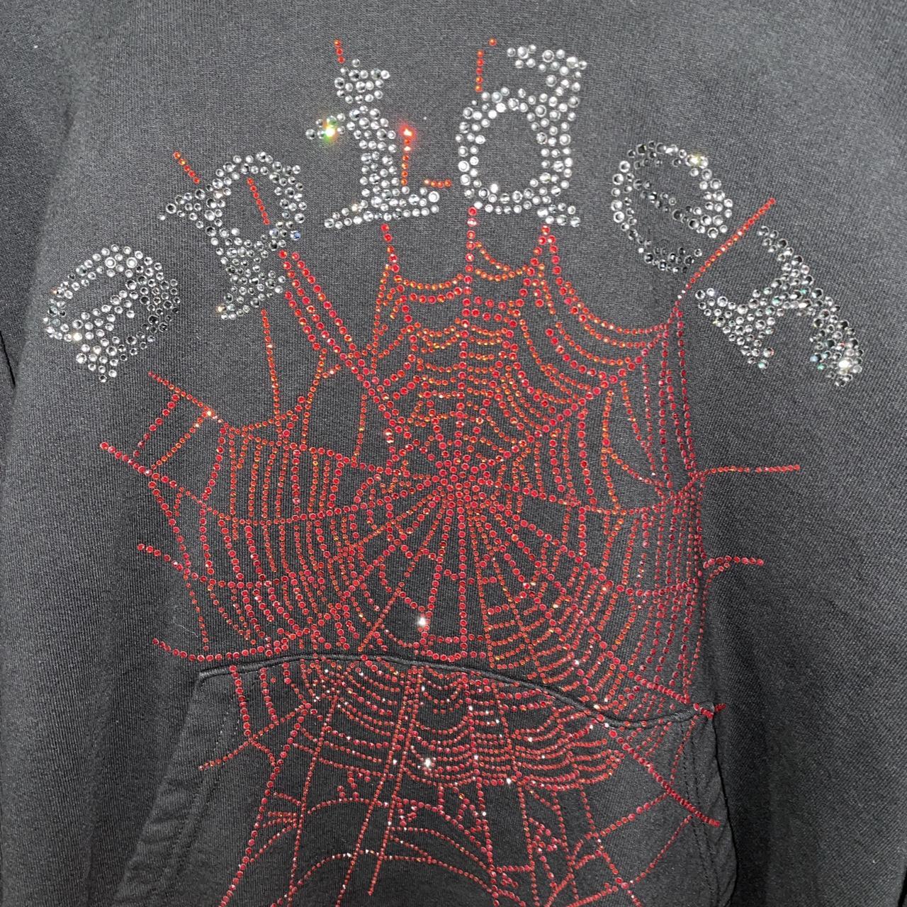 Rhinestone Spider Worldwide Hoodie Good... - Depop