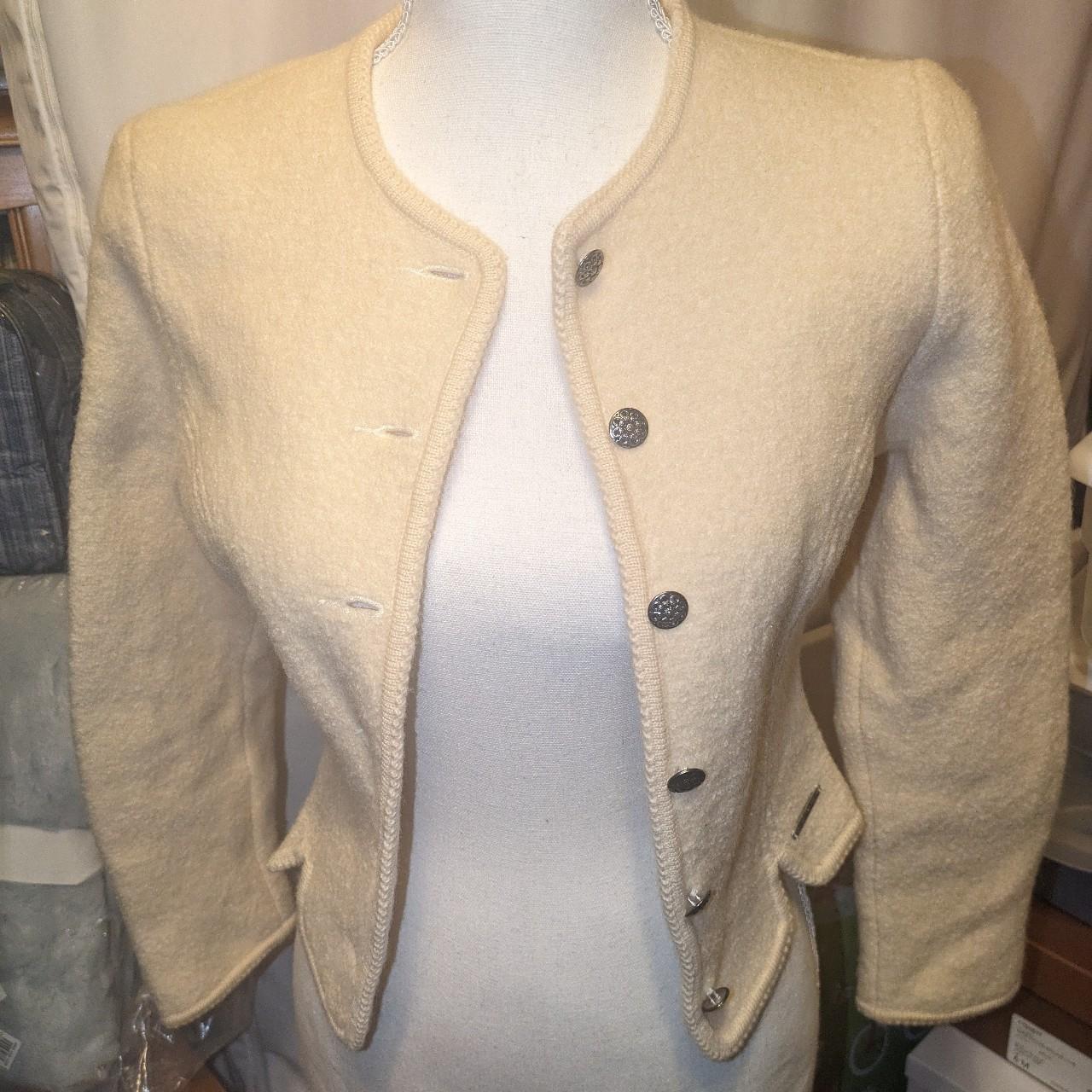 Geiger Ivory/Cream Boiled Pure Wool Jacket Blazer... - Depop
