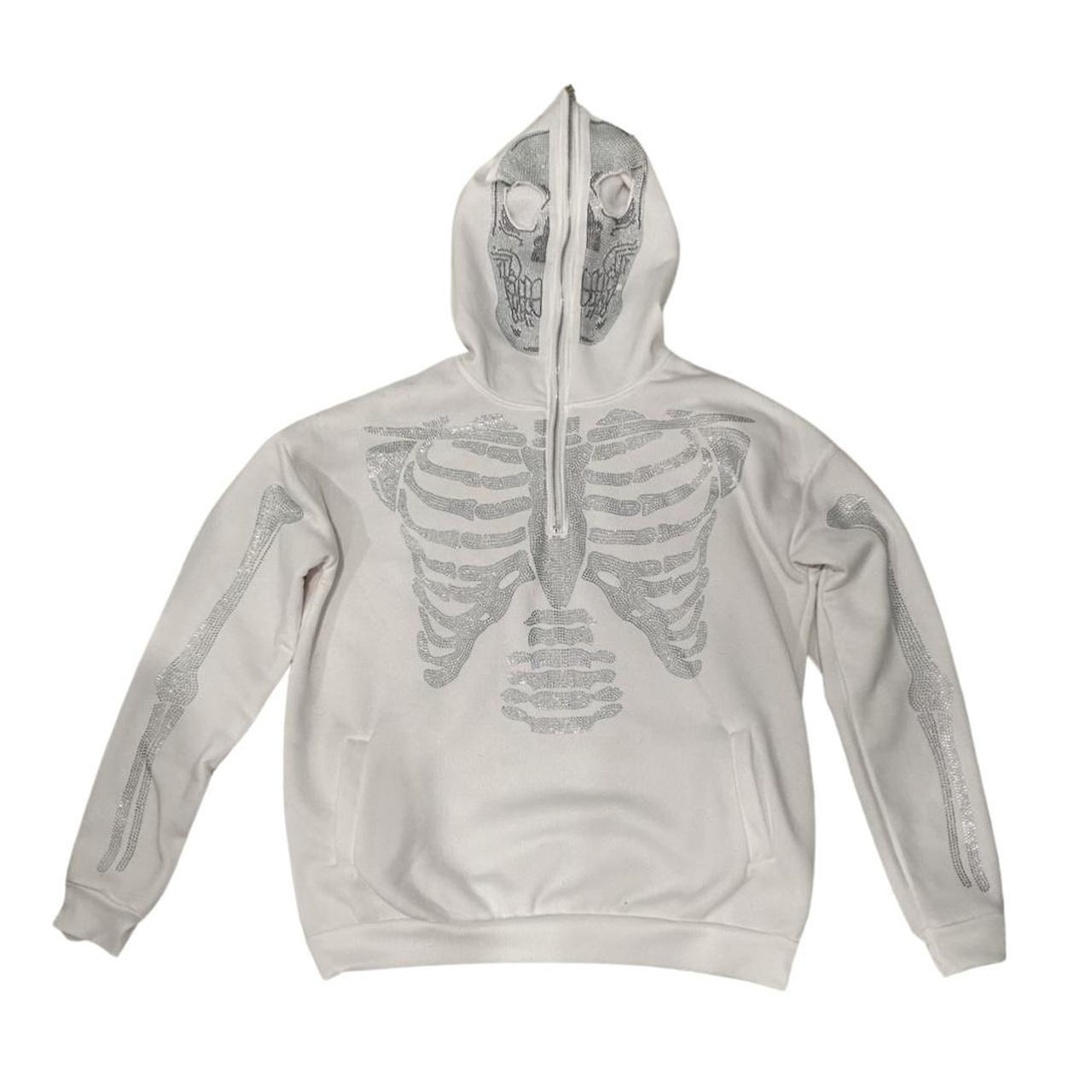 Y2k Skeleton Hoodie Rhinestone, Zip Up Oversized... - Depop