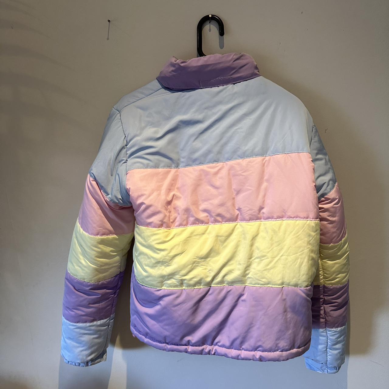 Pastel multi colour puffer jacket BNWT Super soft... - Depop