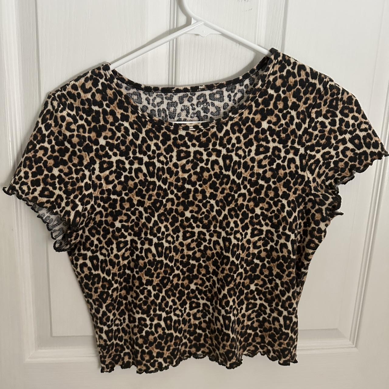 cheetah print american eagle baby doll tee! worn a... - Depop