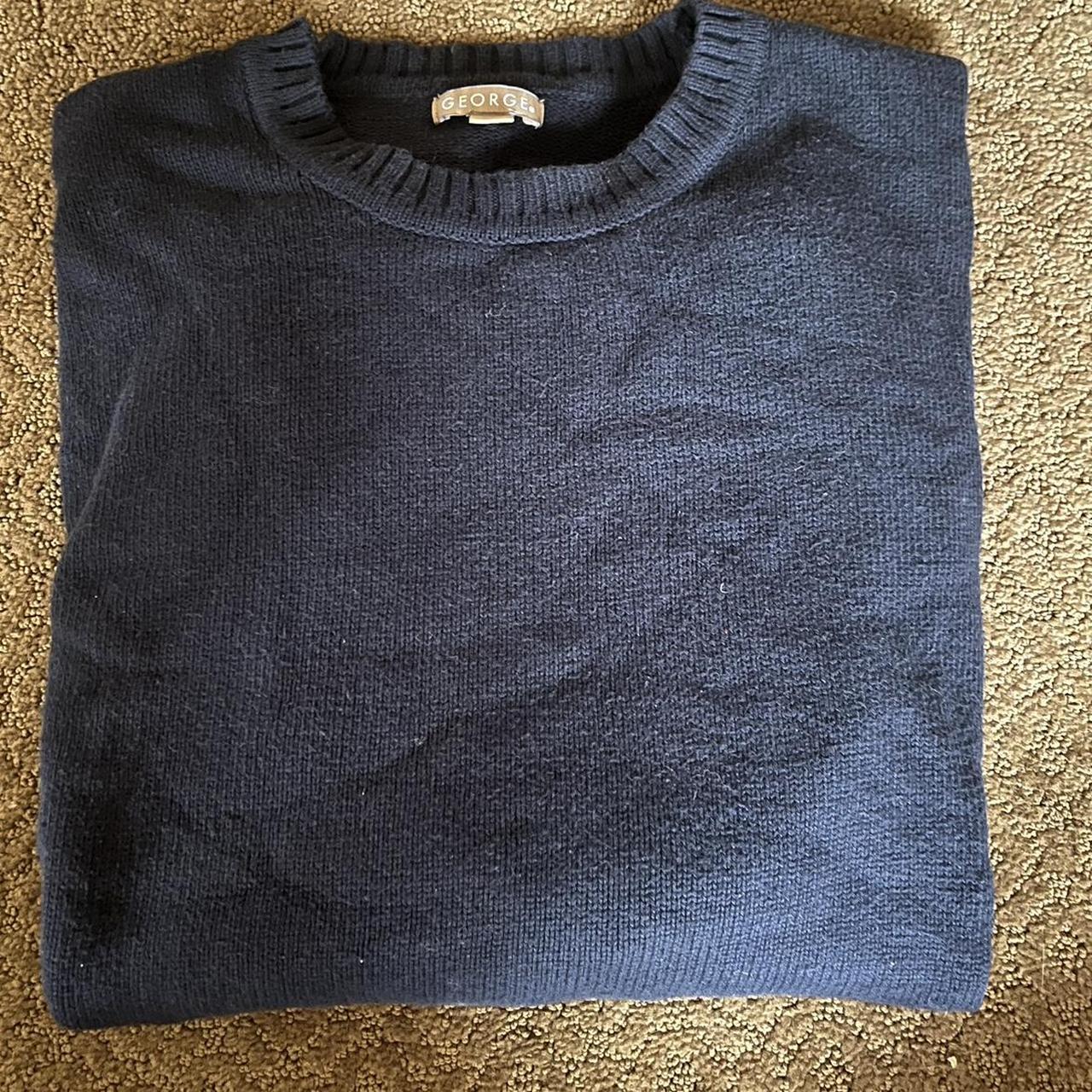 Navy Blue Nit Sweater Size L Brand-George - Depop