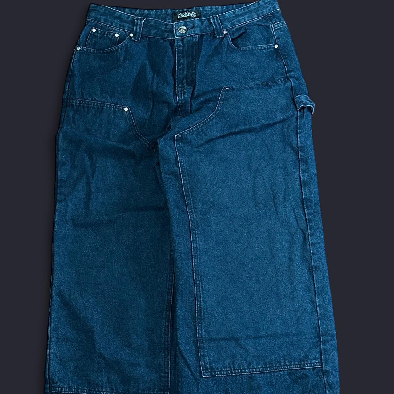 Blue baggy (dead stock) nickitten jeans with... | Depop