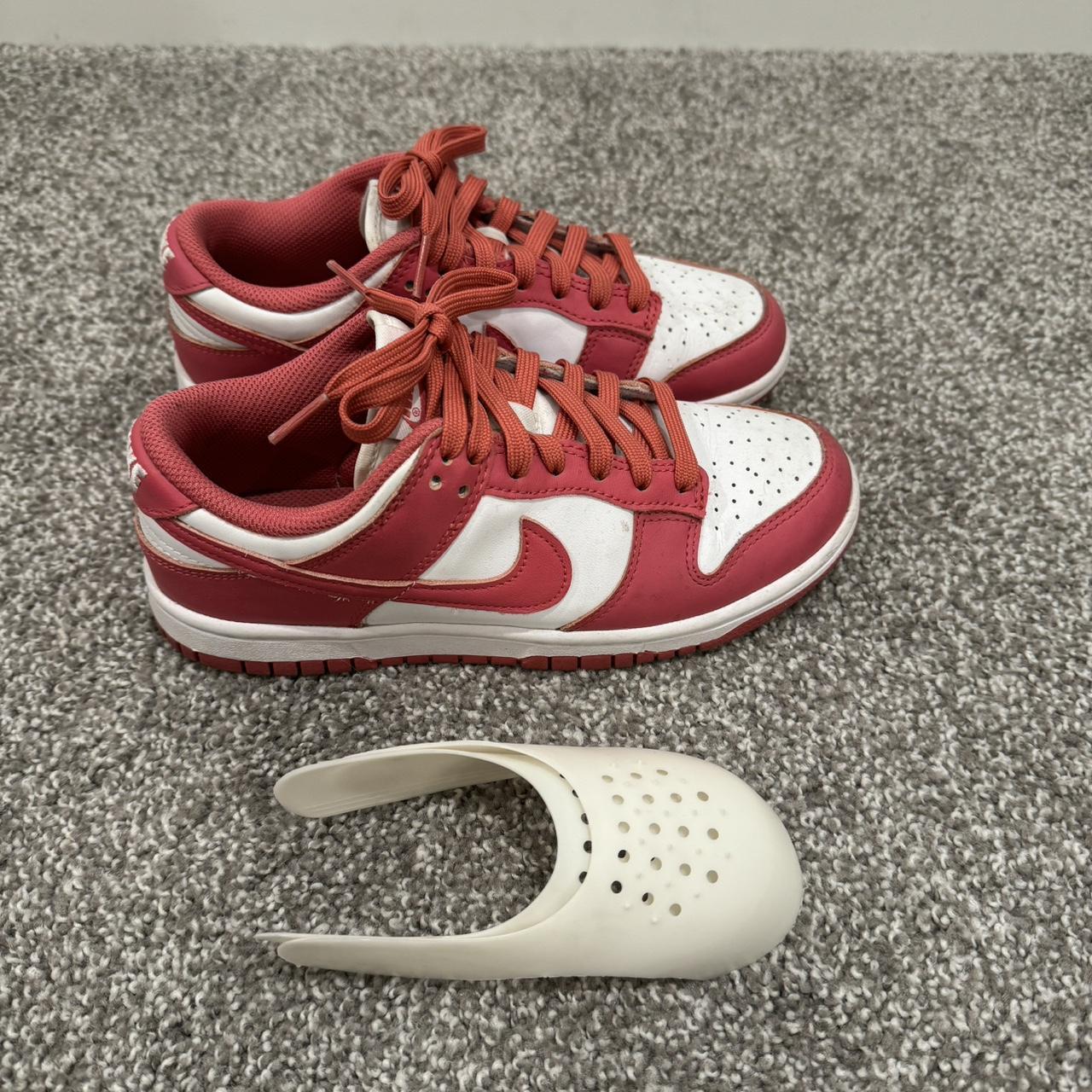 Pink/red Dunks Comes with shoe creases Size is a 6 - Depop