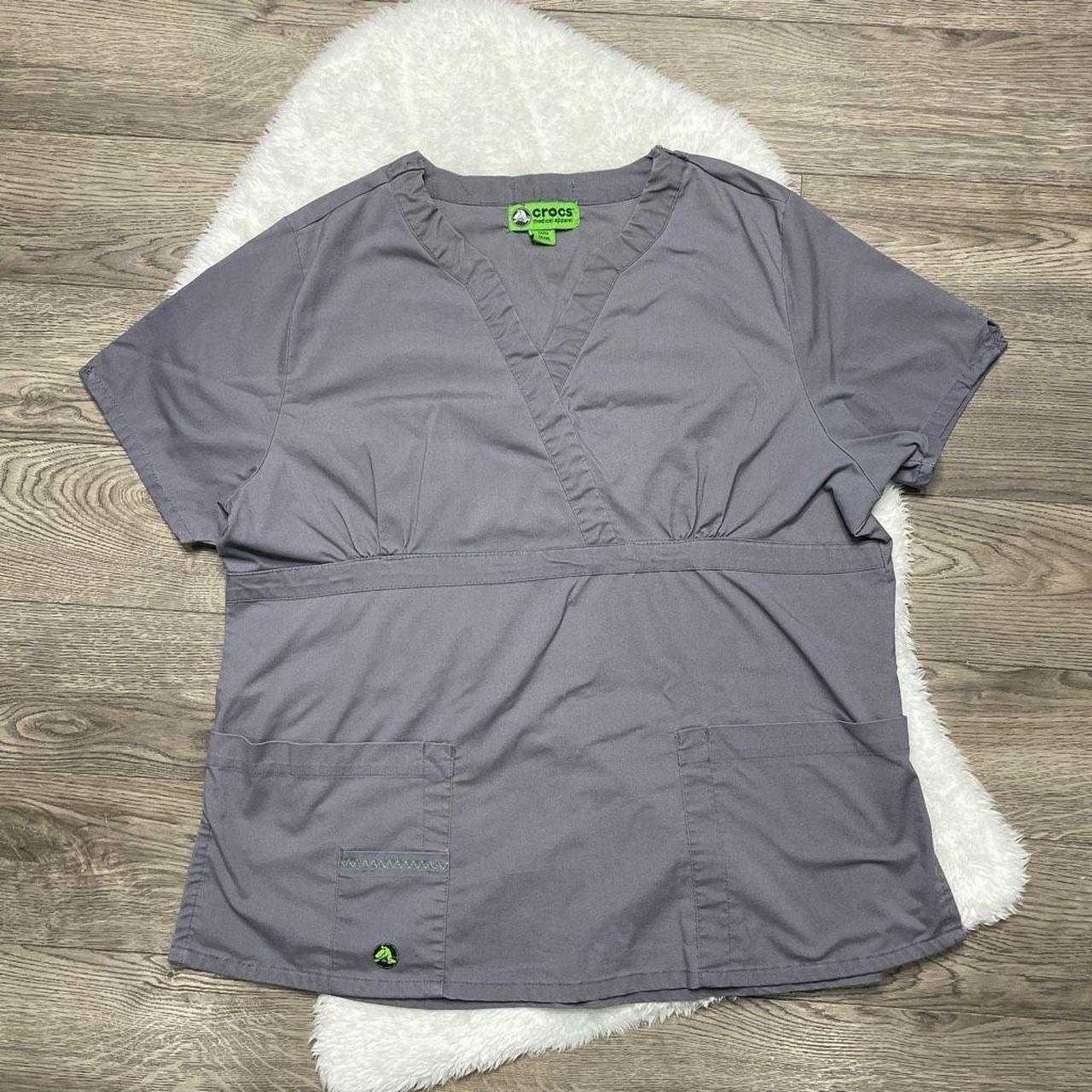 Crocs Grey Mock Neck Scrub Top Medical Uniform Size... - Depop