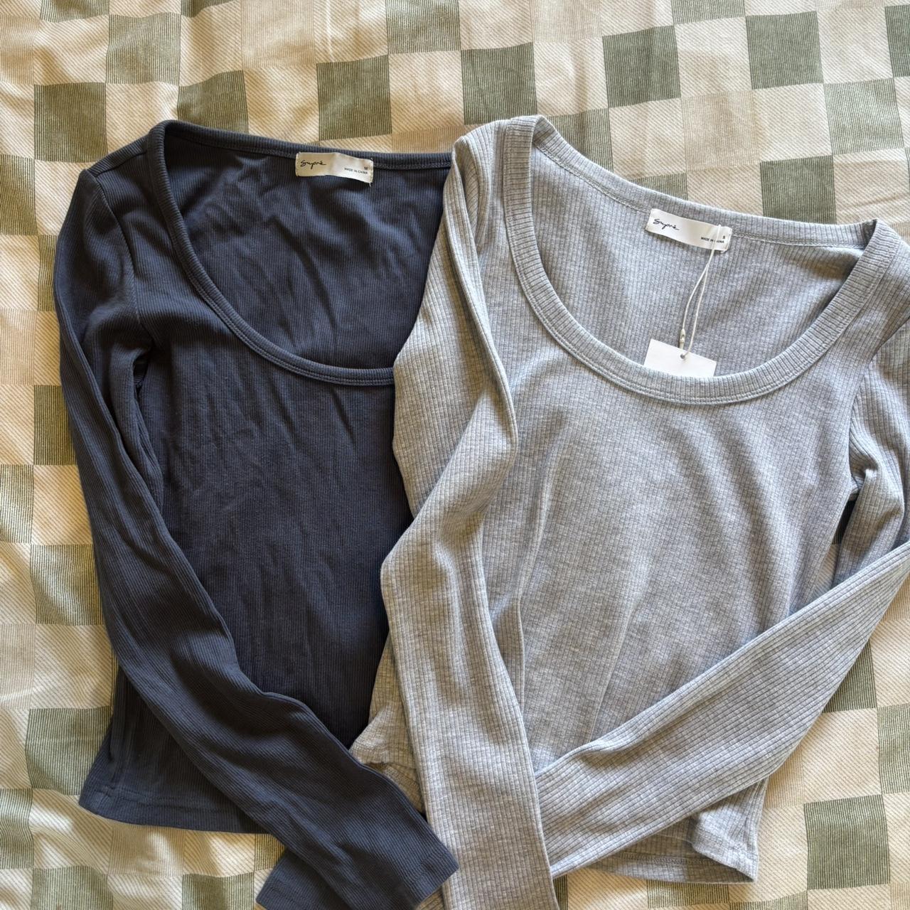 2 supre riri scoop neck long sleeve - Blue size M/... | Depop