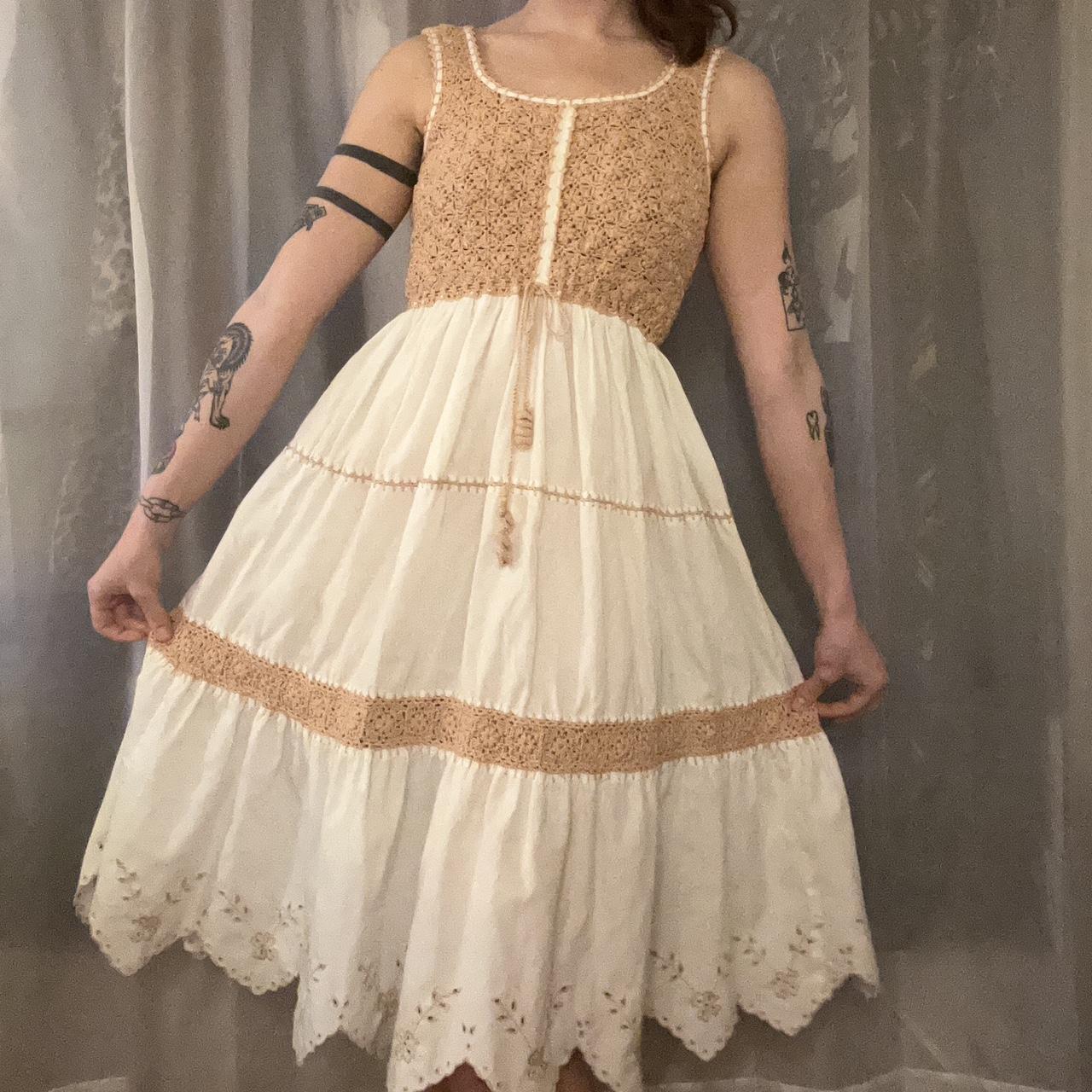 Vintage 70s sun dress Breezy boho sleeveless woven... - Depop