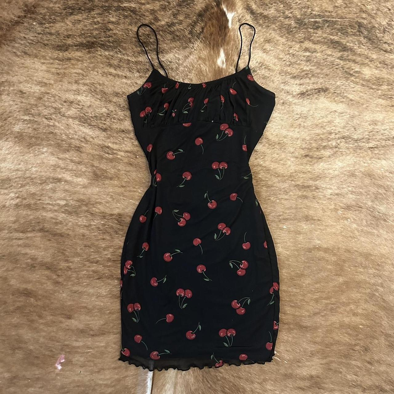 Spaghetti strap sundress All over cherry print with... - Depop