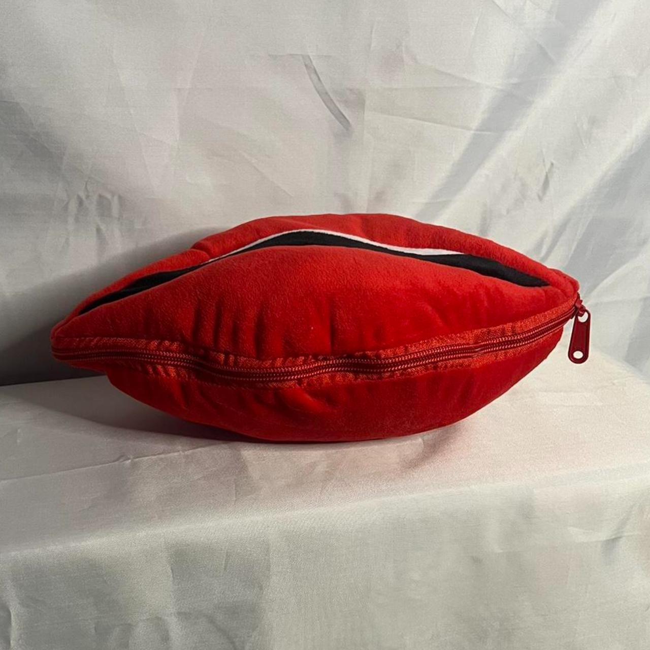 Red lips zippered plush pouch with mini kissy face... - Depop