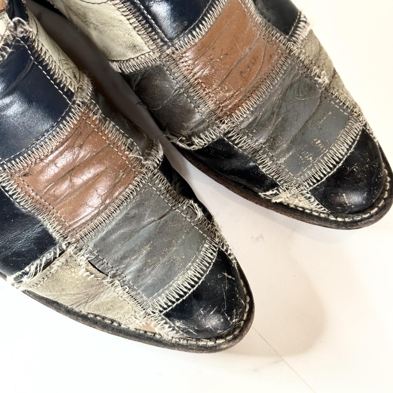 Vintage 70s Patchwork Cowboy Boots Laramie Leather... - Depop
