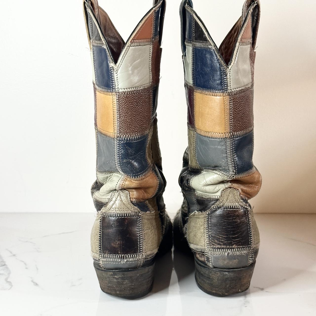 Vintage 70s Patchwork Cowboy Boots Laramie Leather... - Depop