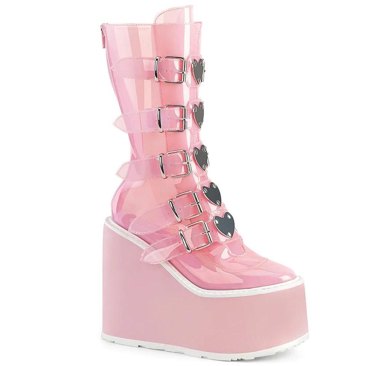 SWING-230C pink clear demonia platform jelly brand... - Depop