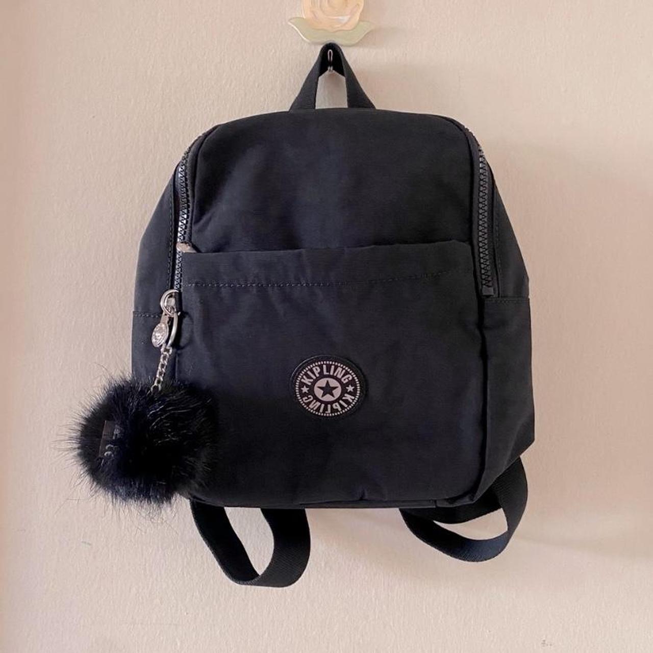 Kipling Marlee black mini backpack with front zipper... - Depop