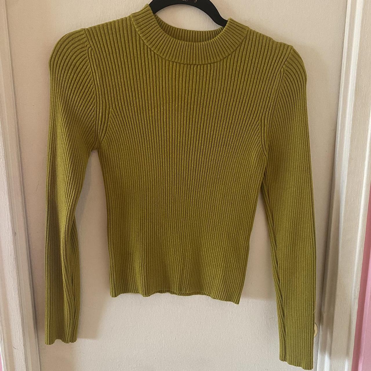 Forever 21 chartreuse green ribbed knit sweater.... - Depop