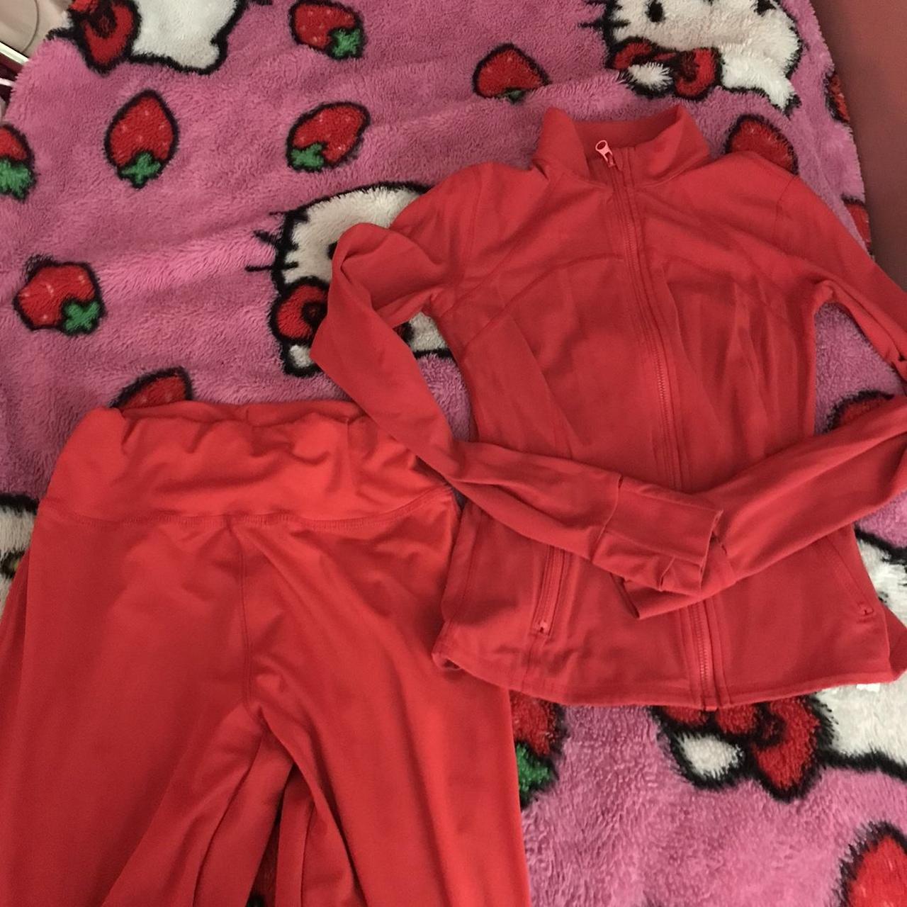 2 piece red set Pants :S Jacket:XS Jacket glomode... | Depop