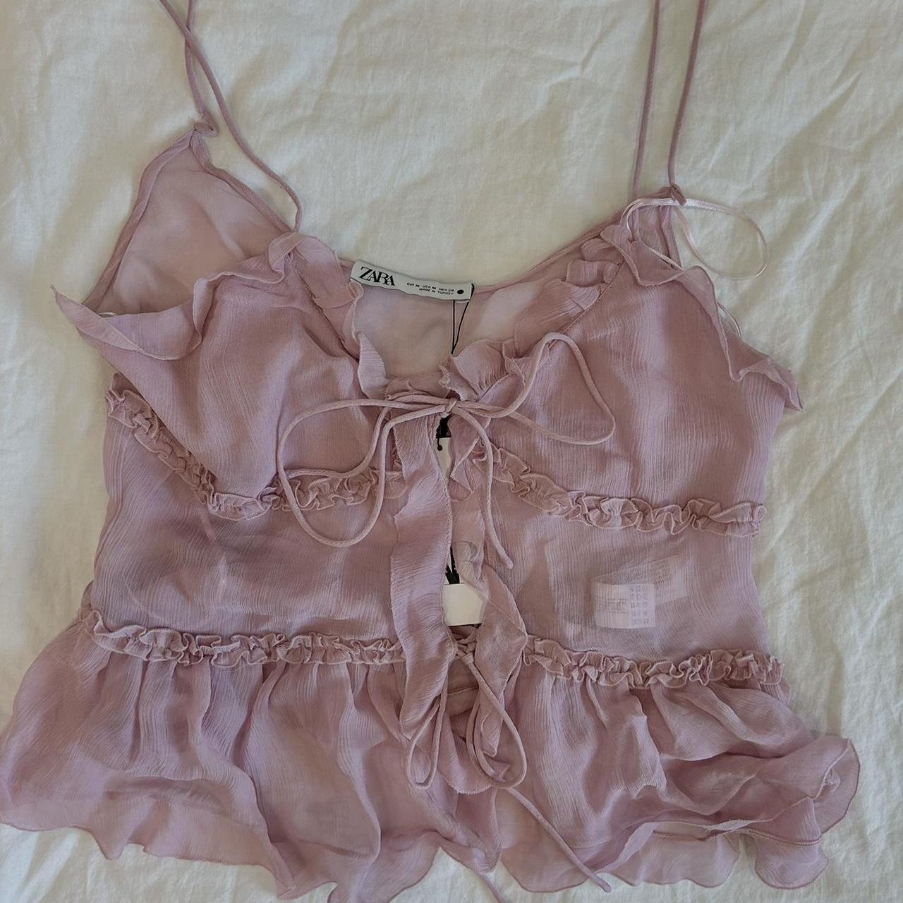 Ruffled semi-sheer top in dusty pink ⭐️PLZ MESSAGE... - Depop