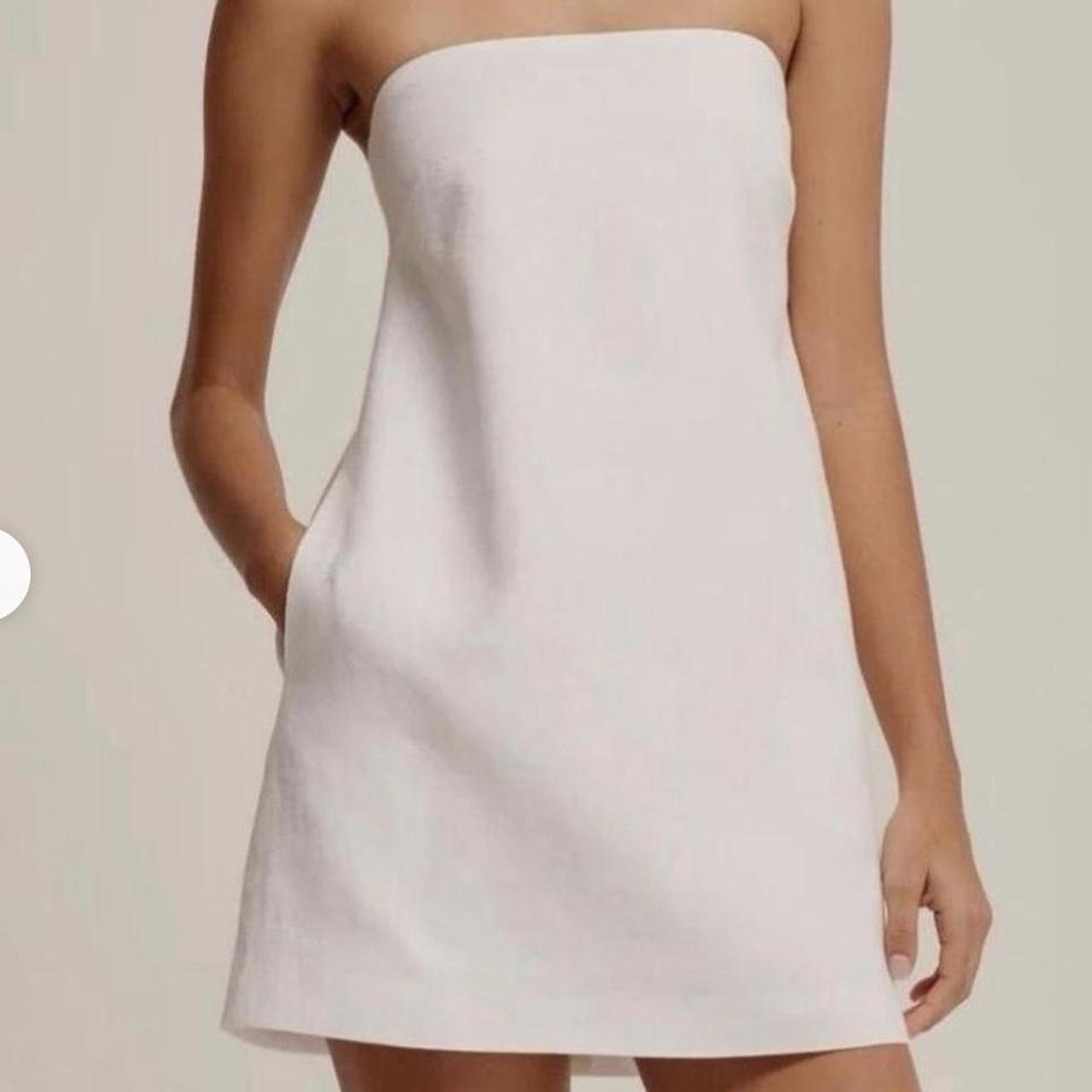 Venroy white linen dress - Size Small Slight tan... - Depop