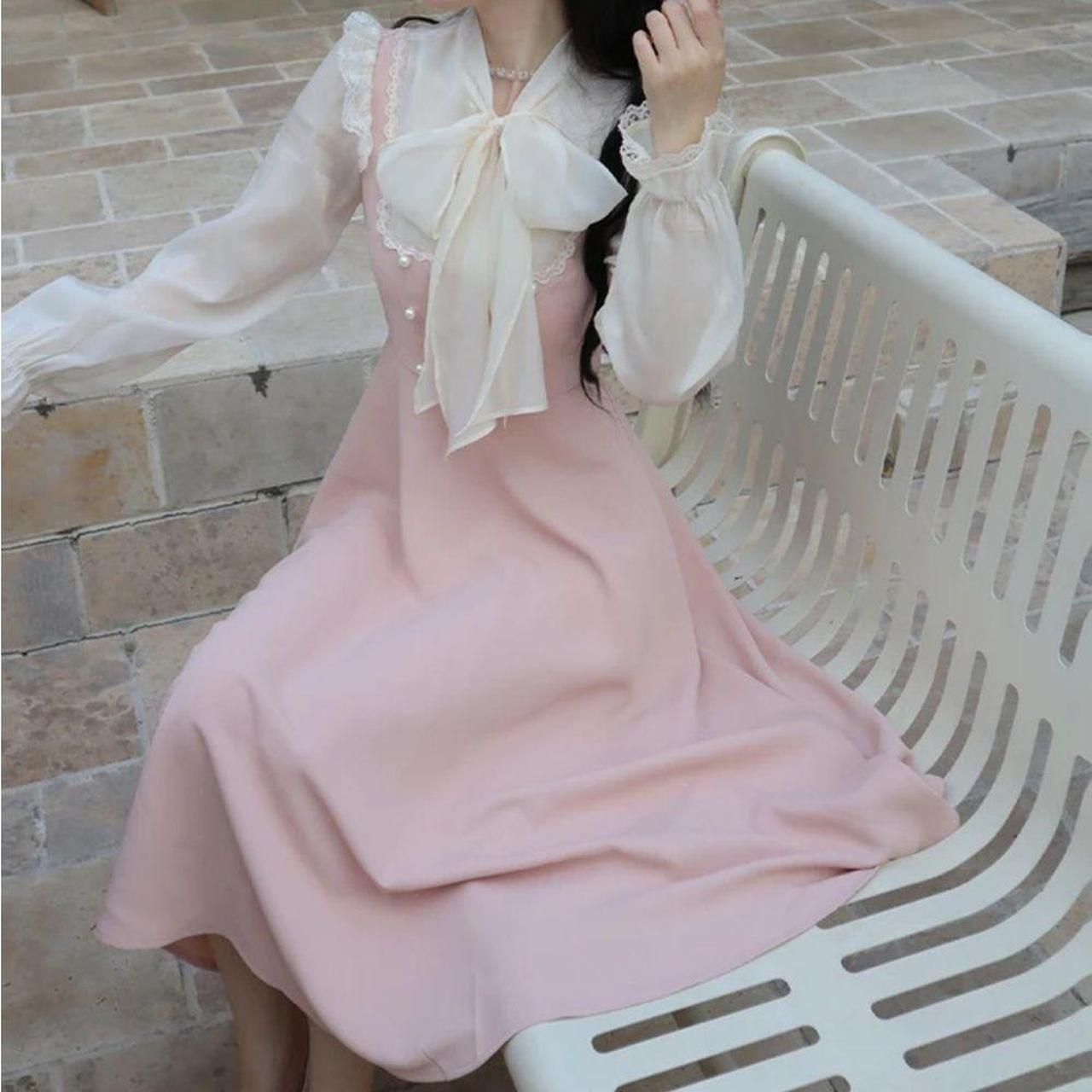 Long pink dress suited for spring or fall, long... - Depop