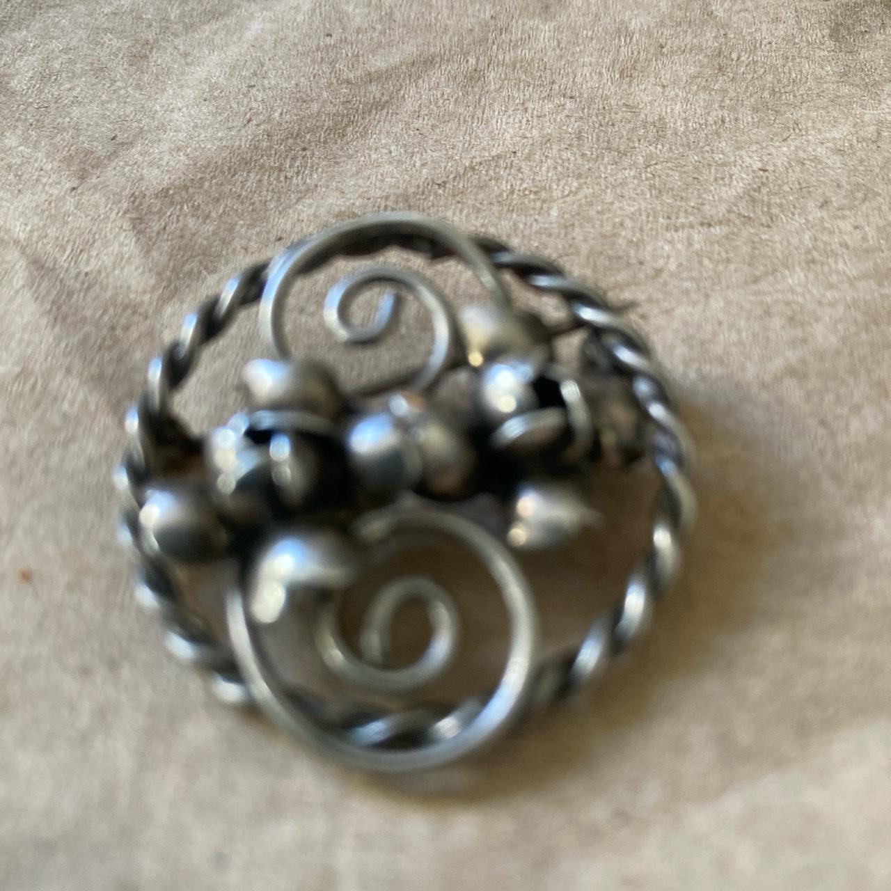 Mid Century vintage sterling broach an ornate round... - Depop