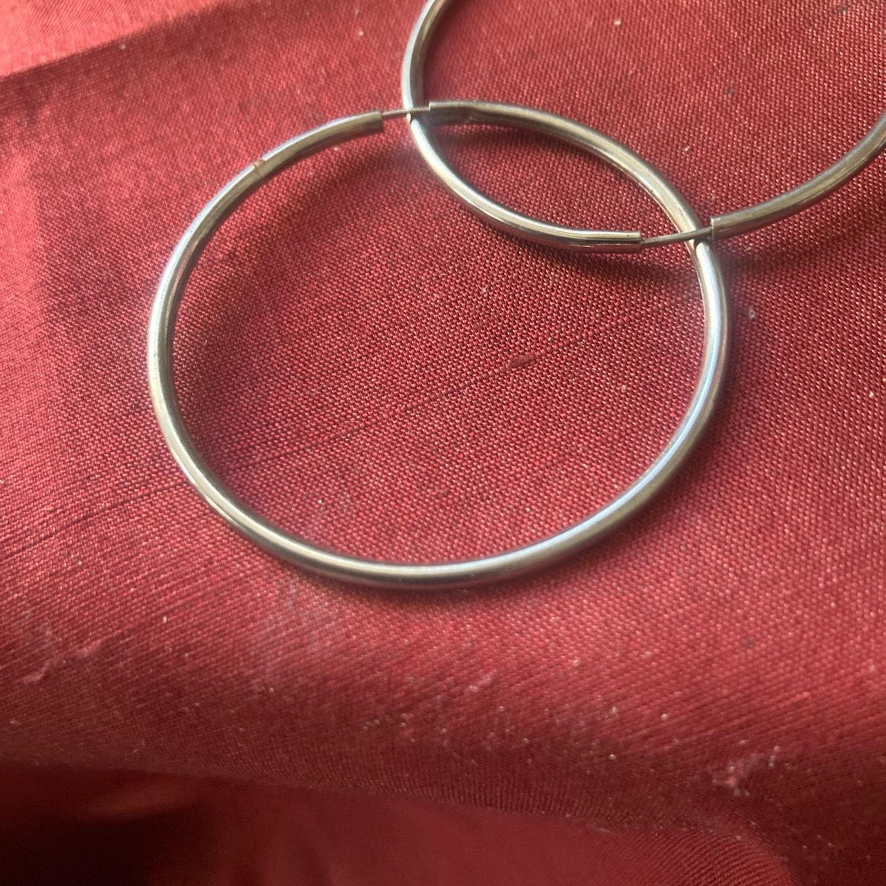 Vintage sterling hoops 1970s era plain lightweight... - Depop