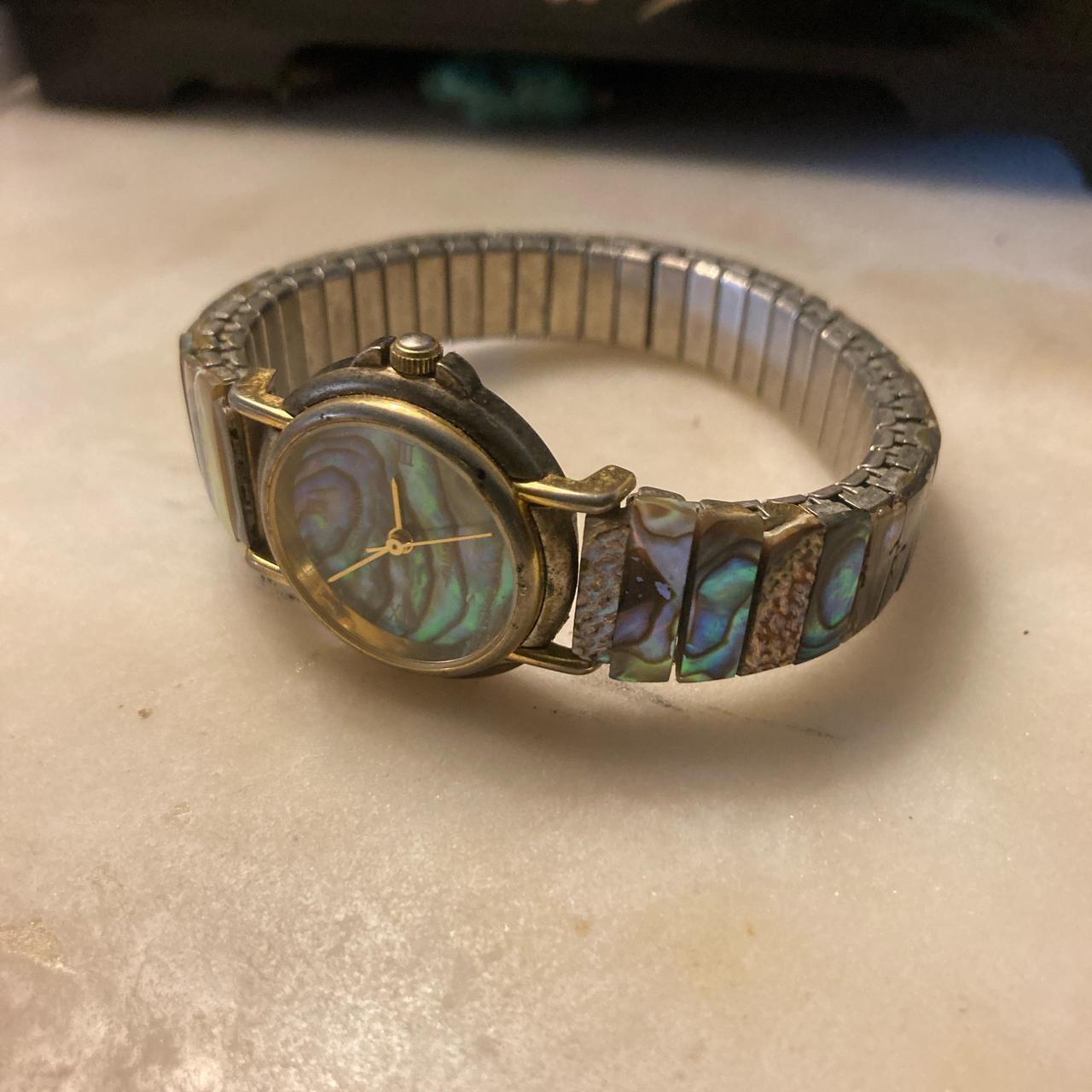 Vintage ladies watch w/ an abalone face & band the... - Depop
