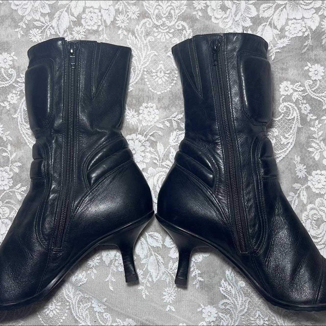 Vintage Leather Bronx Moto Boots size 5 / 38 Super... - Depop