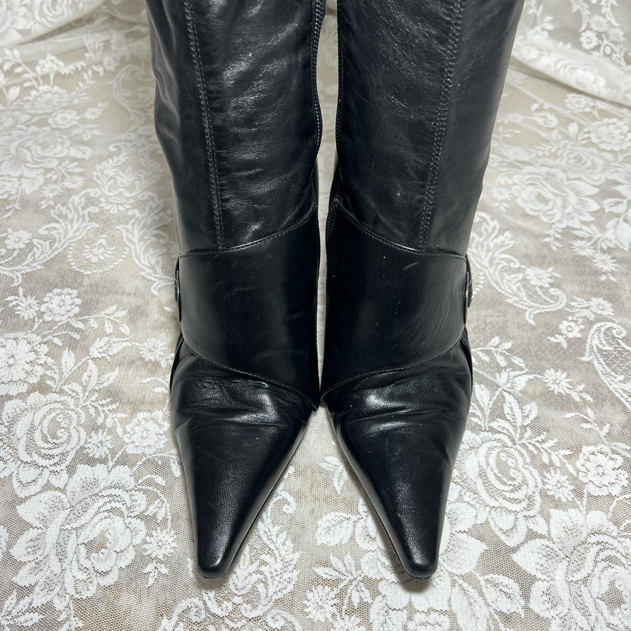 Vintage Faith Leather Mid Calf Boots size 4 / EUR 37... - Depop