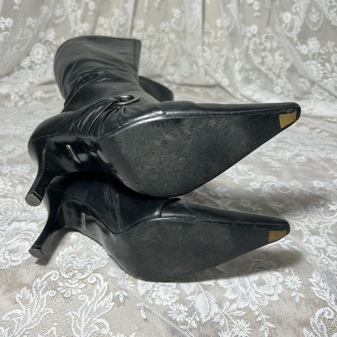 Vintage Faith Leather Mid Calf Boots size 4 / EUR 37... - Depop