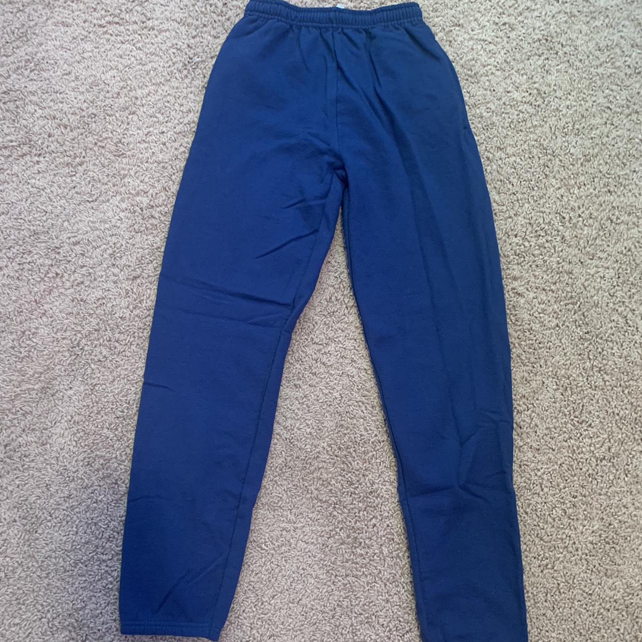 Athletic navy blue sweatpants with adjustable... - Depop