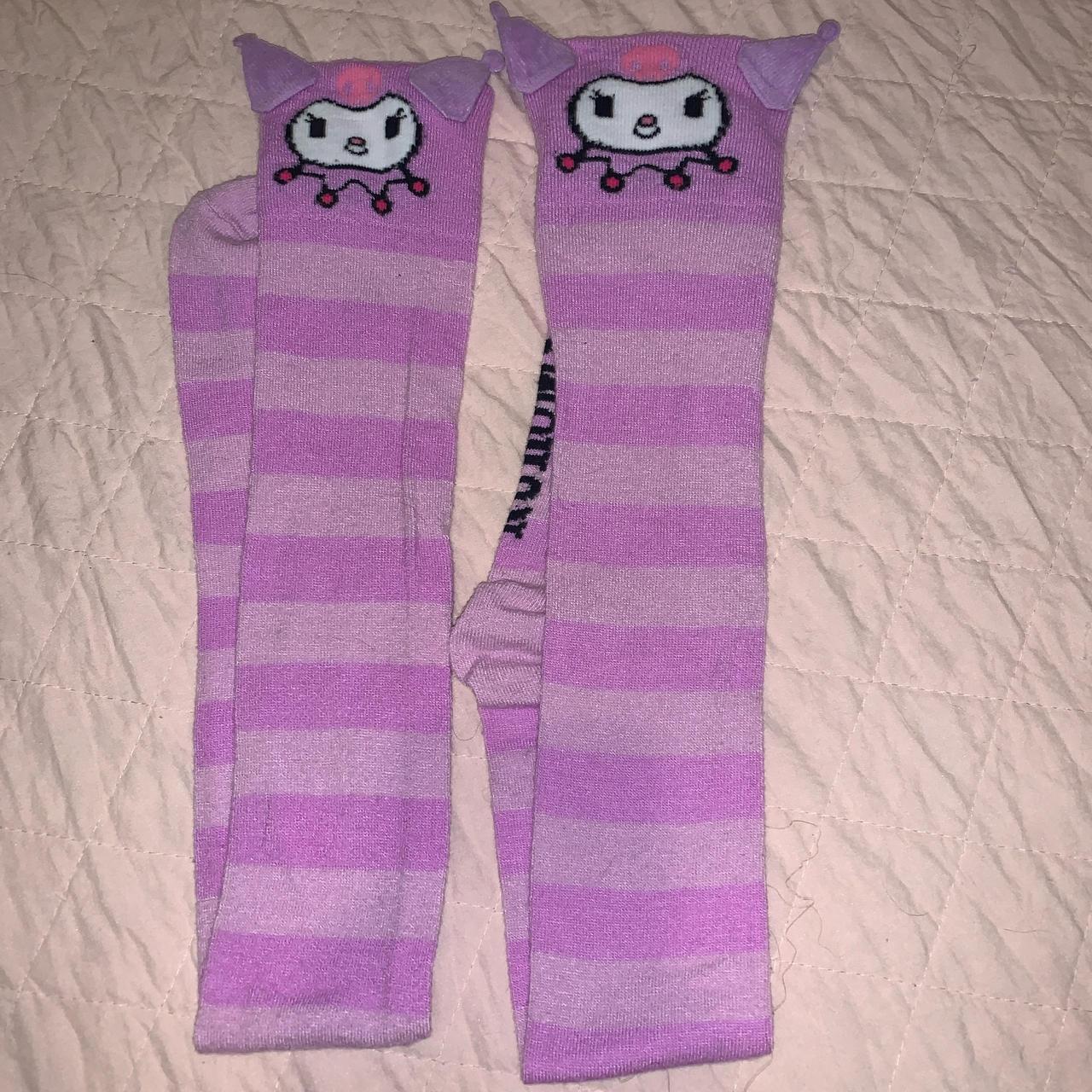Purple Kuromi knee-high socks... - Depop