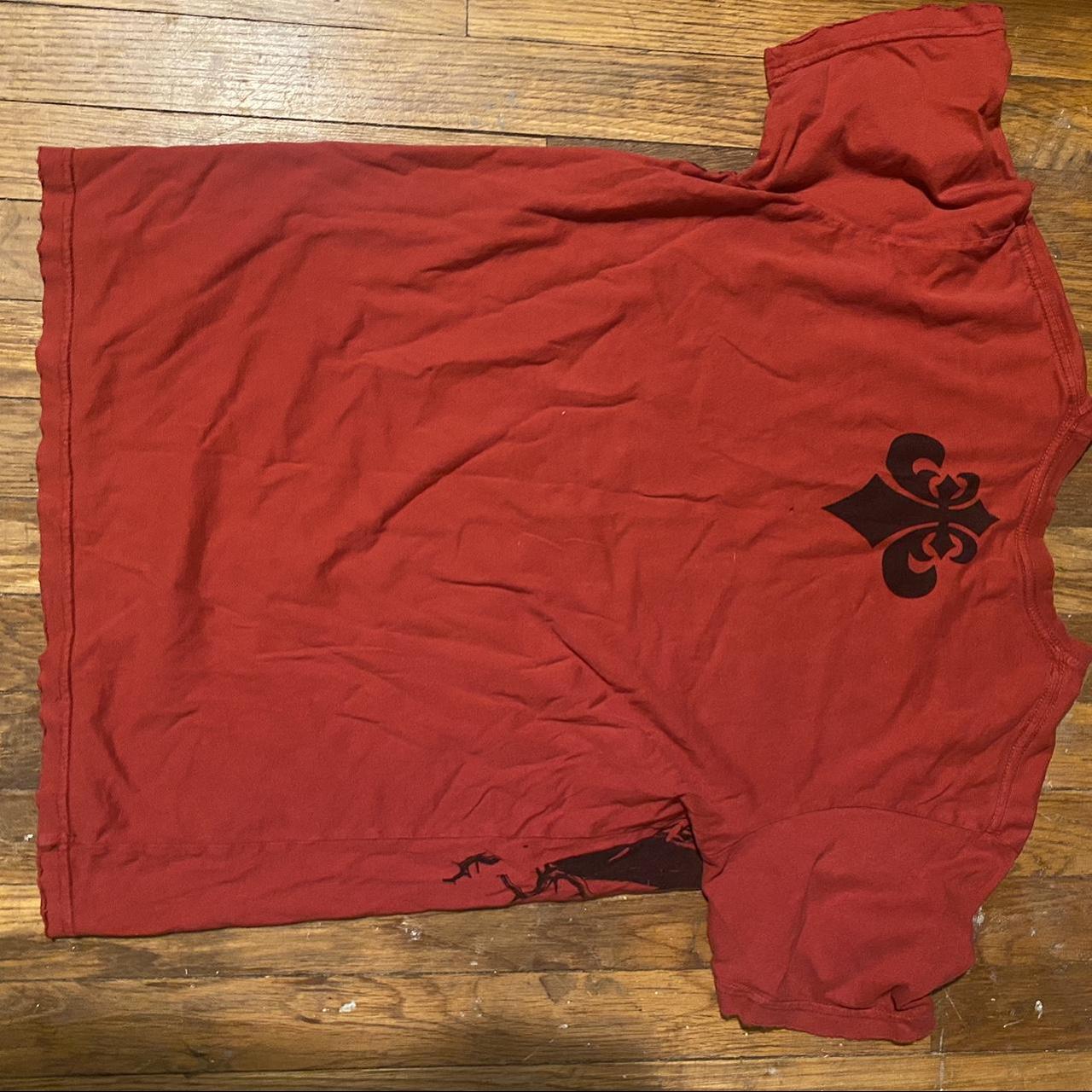 Affliction bird crow black red shirt small y2k... - Depop