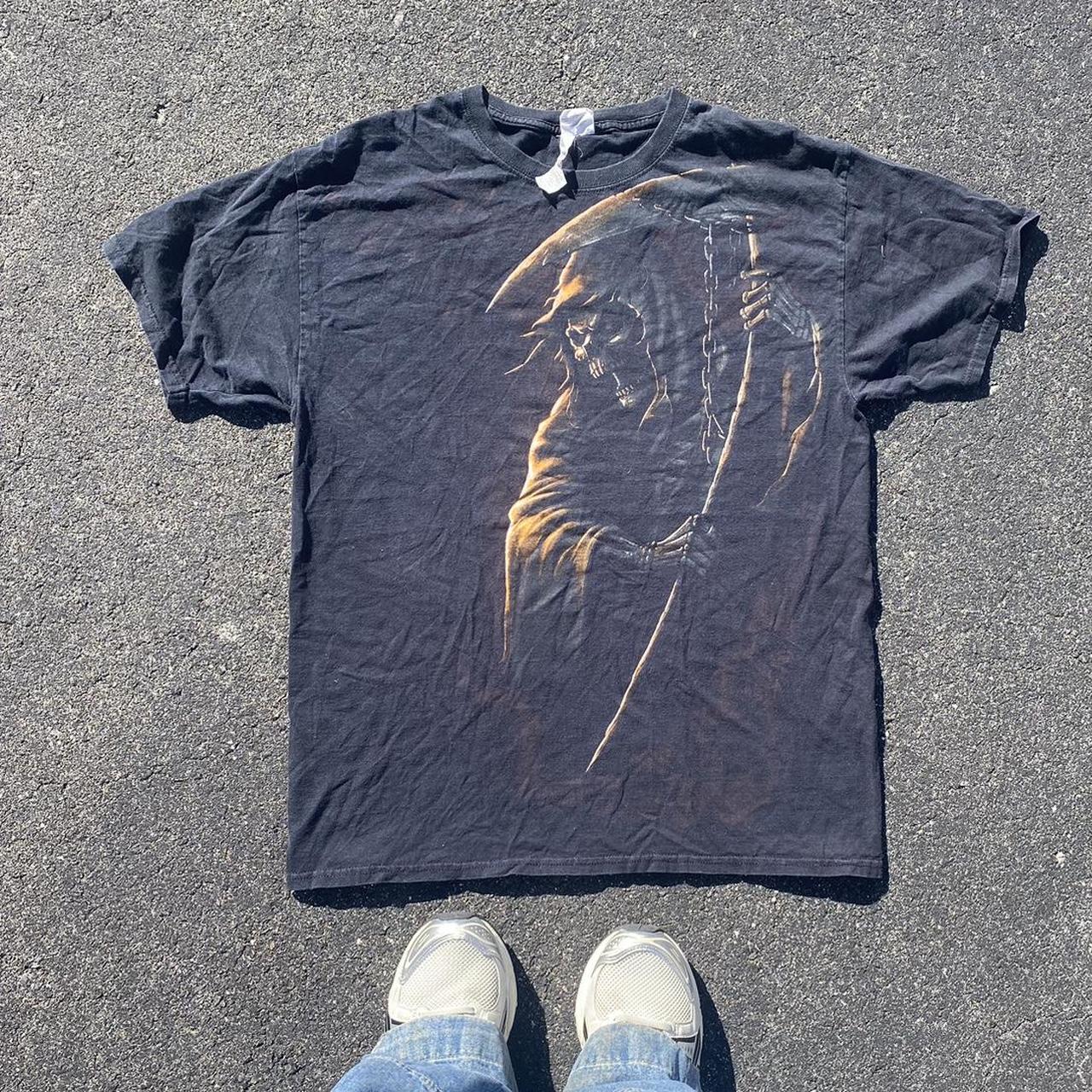large grim reaper vintage tee black faded - Depop