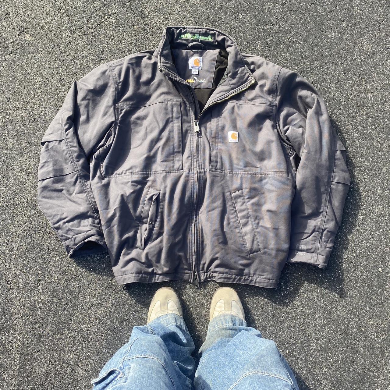 xl gray carhartt jacket - Depop