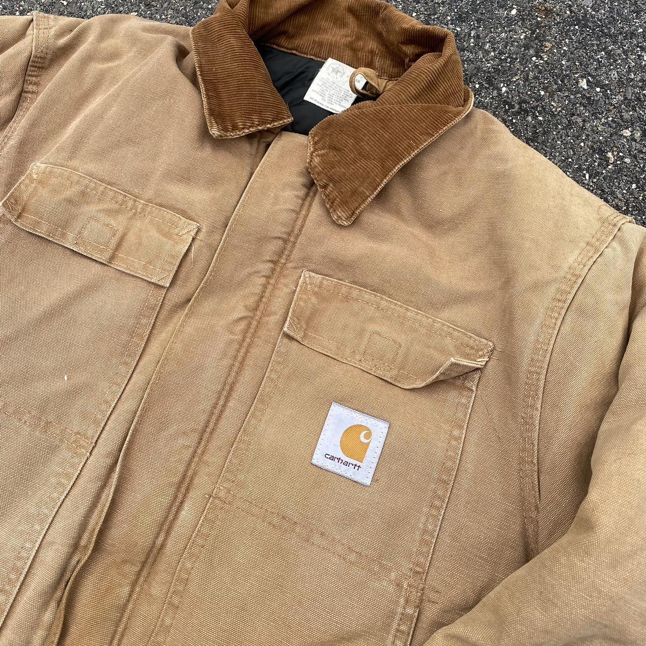 large-xl carhartt tan chore barn coat jacket - Depop