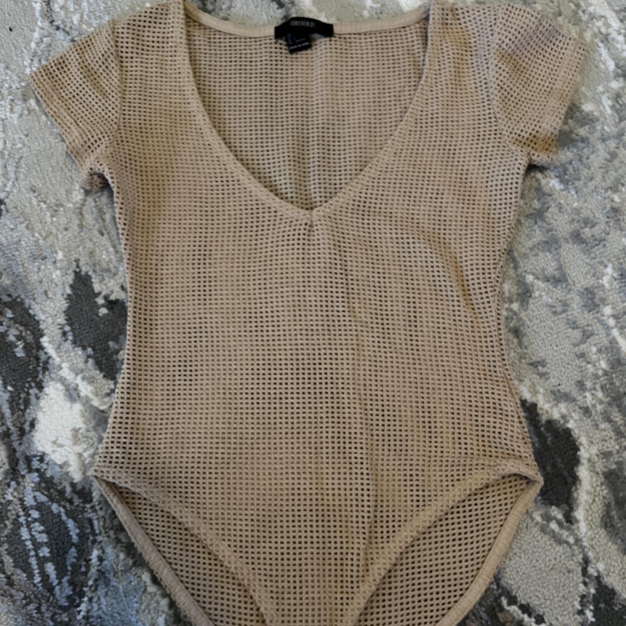 Forever 21 See-Through Tan Bodysuit - Depop