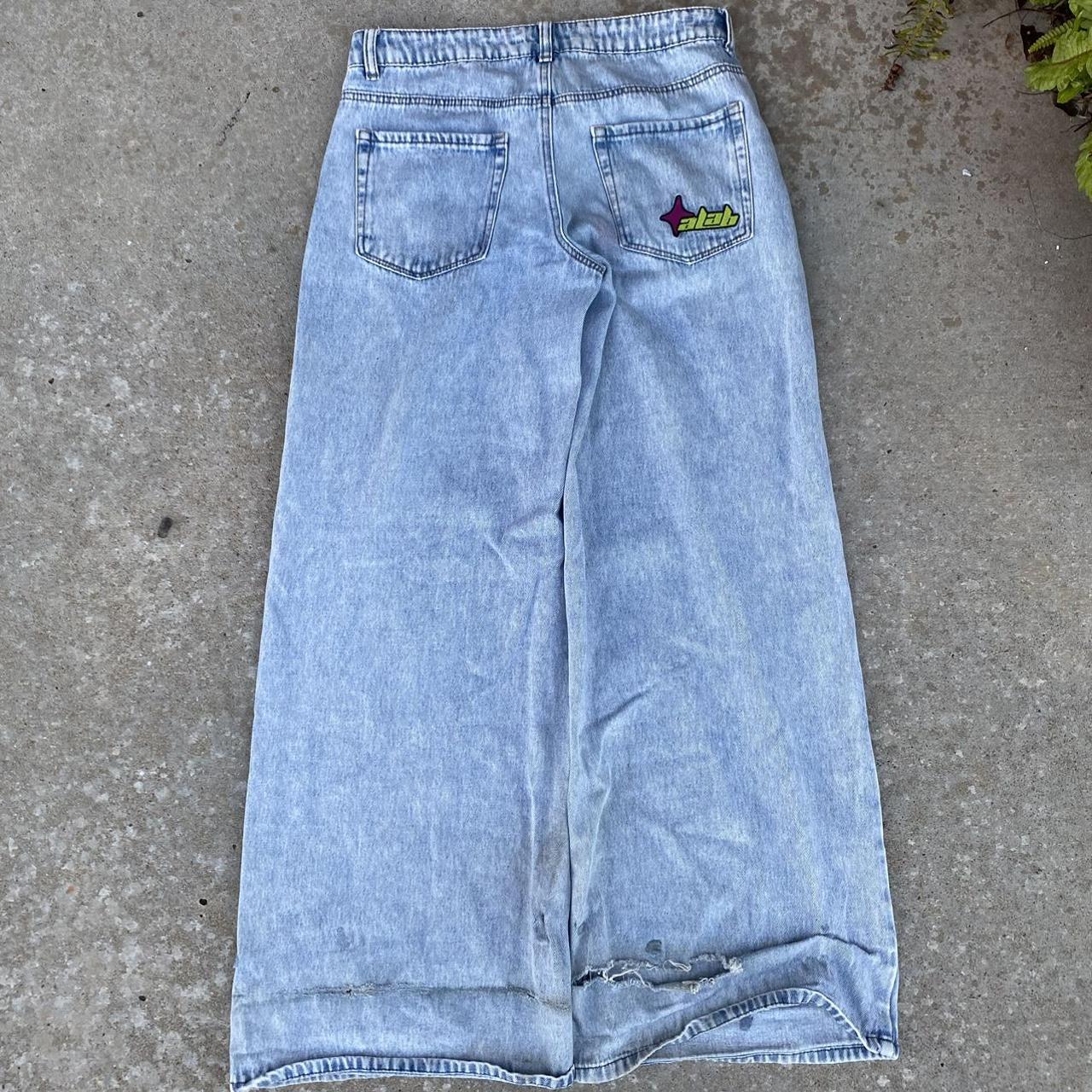 Alab jnco type embroidered jeans Crazyyy baggy fit... - Depop